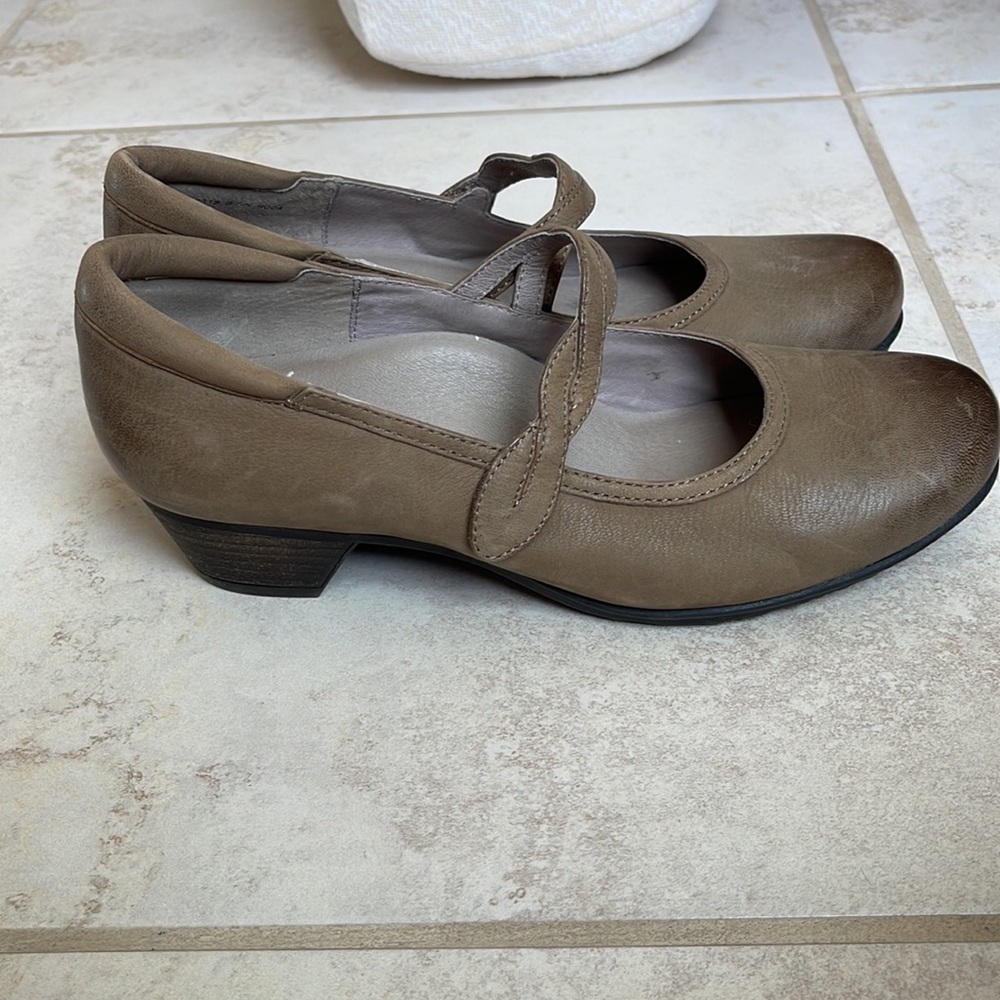 Abeo Marisol Leather Mary Jane Velcro Strap Heel Shoes - Gem